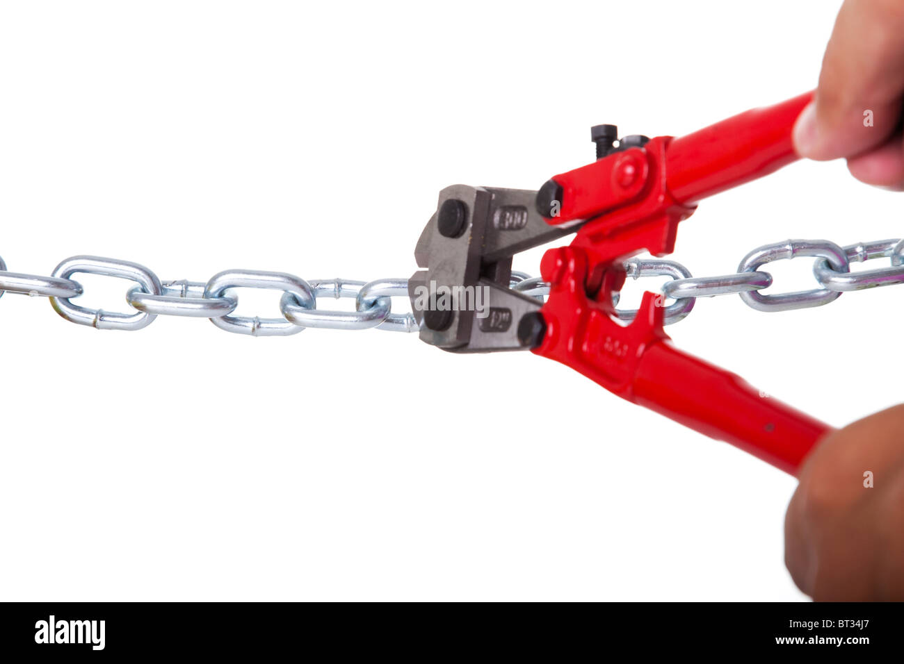 plier tool cutting a steel chain (isolated on white Stock Photo - Alamy