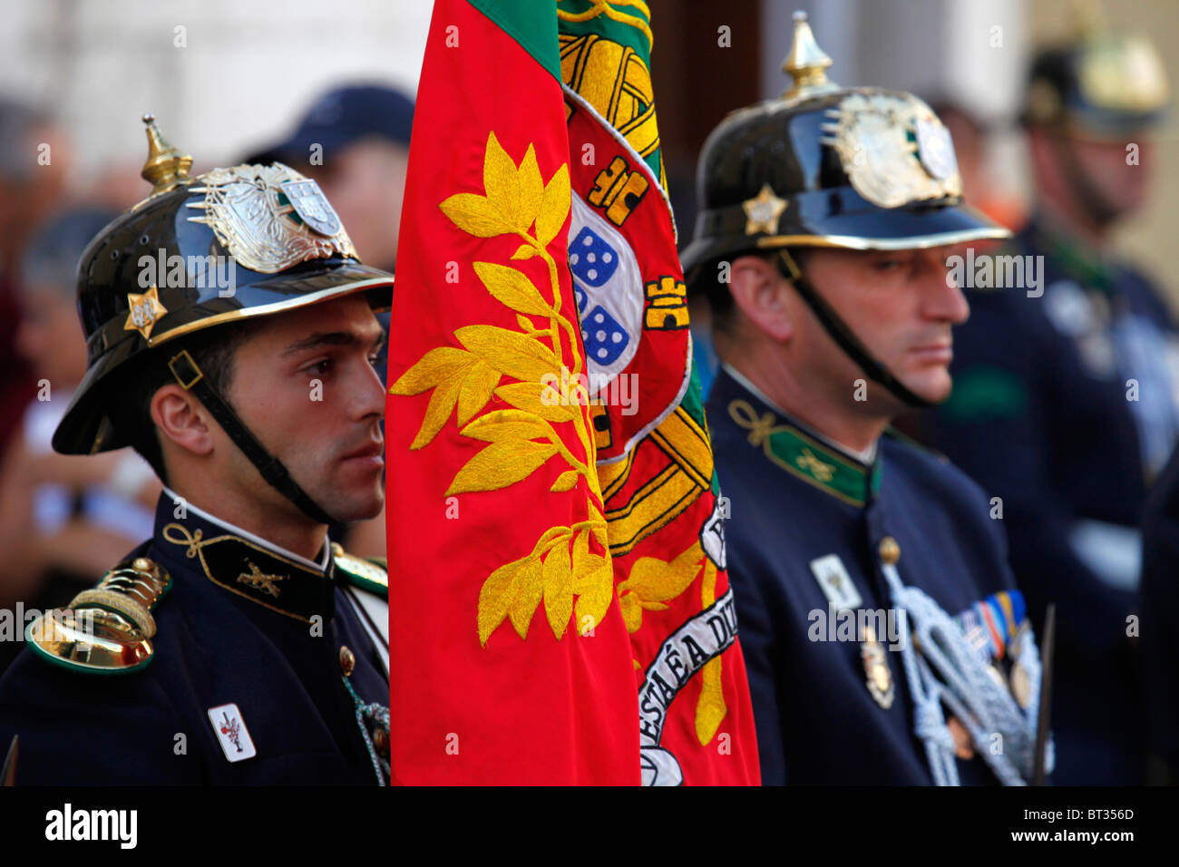 Members of Portugal's Republican Guard in ceremonial uniform during the ...