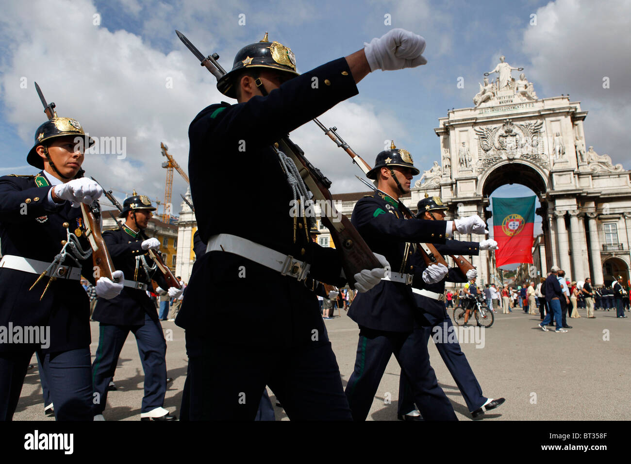Members of Portugal's Republican Guard parade in ceremonial uniform ...