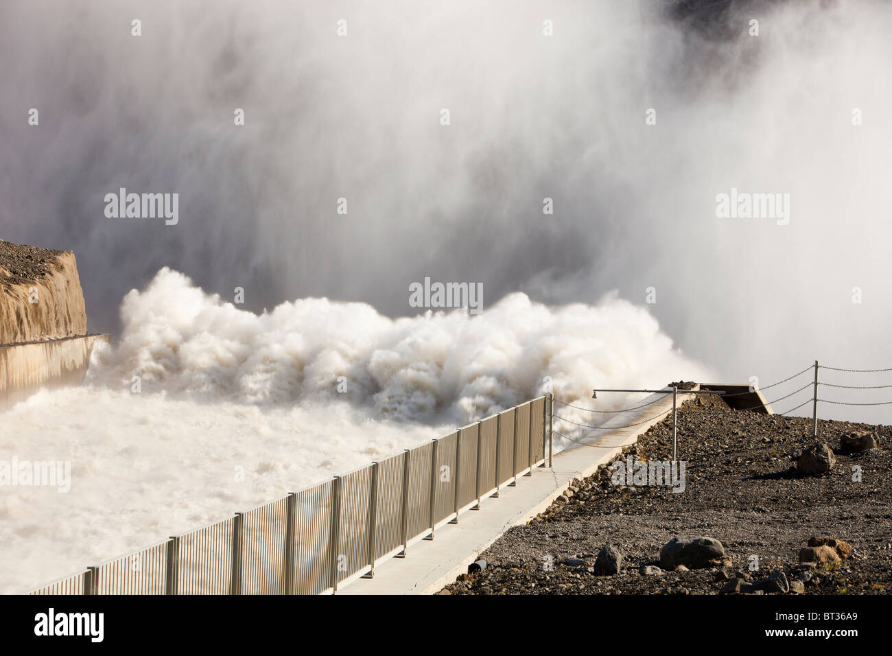 The over spill from Karahnjukar dam and Halslon reservoir, a massive ...