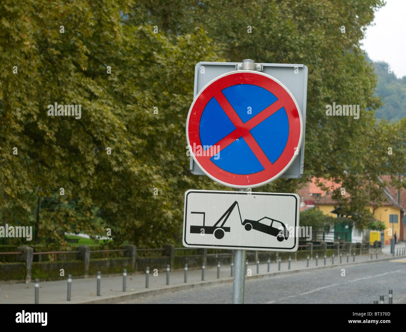 No stop no parking street traffic sign Stock Photo - Alamy