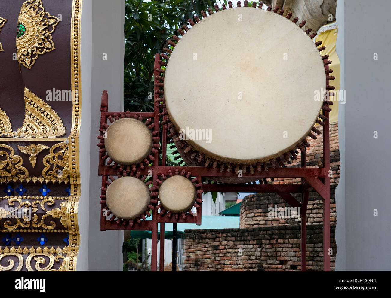 Buddhist temple drums Stock Photo - Alamy