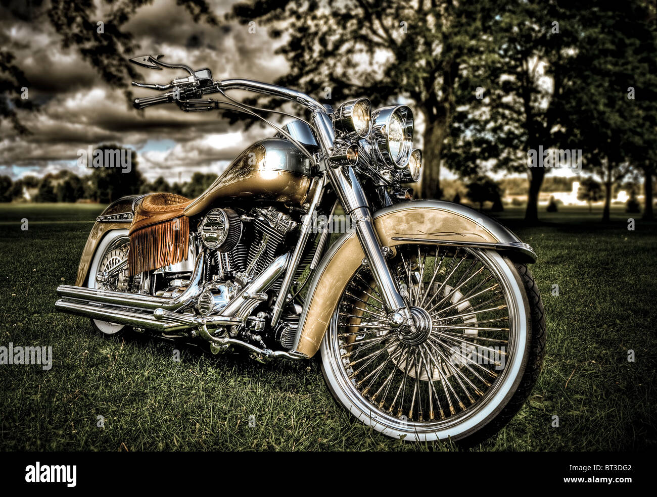 hdr of a custom transport Harley Davidson Motorcycle Stock Photo - Alamy