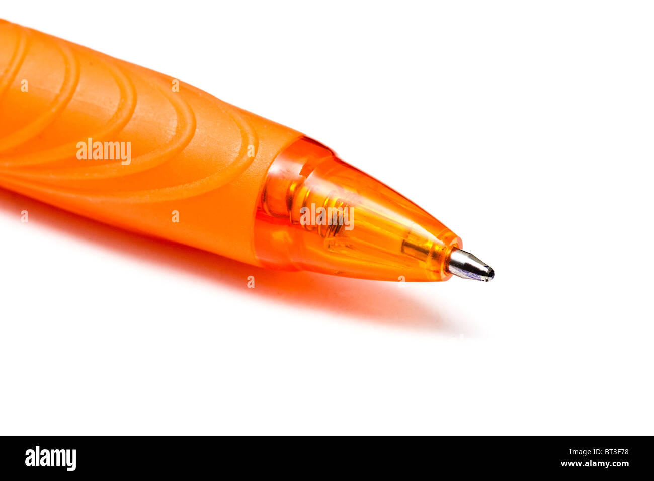 Yellow pen closeup on the white background Stock Photo - Alamy
