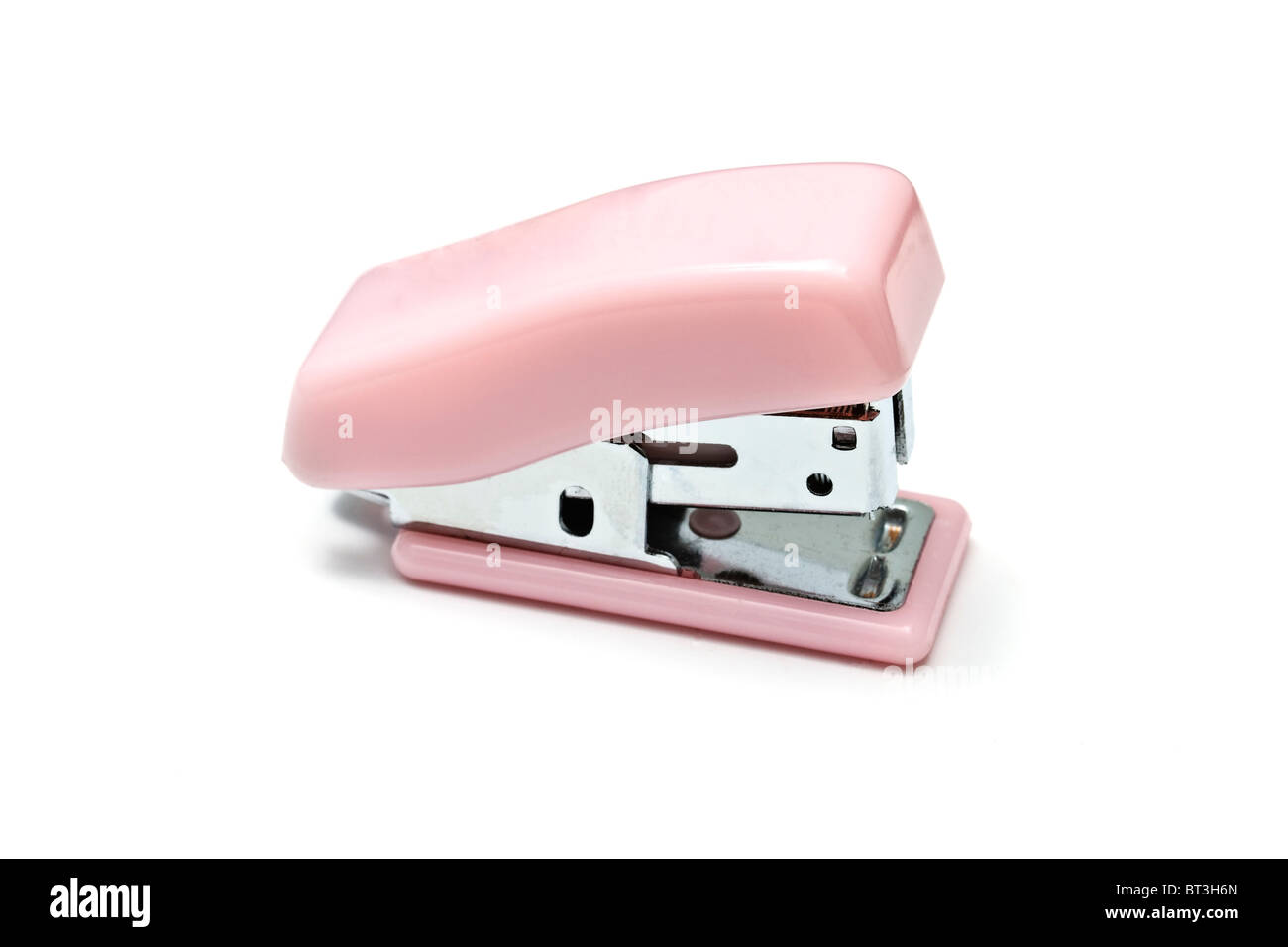 Pink mini stapler isolated on white background Stock Photo - Alamy