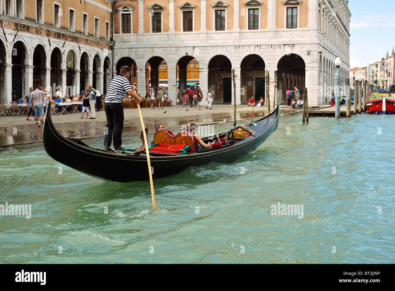 scene on the Italian waterway Canal Grande in Venice Stock Photo - Alamy