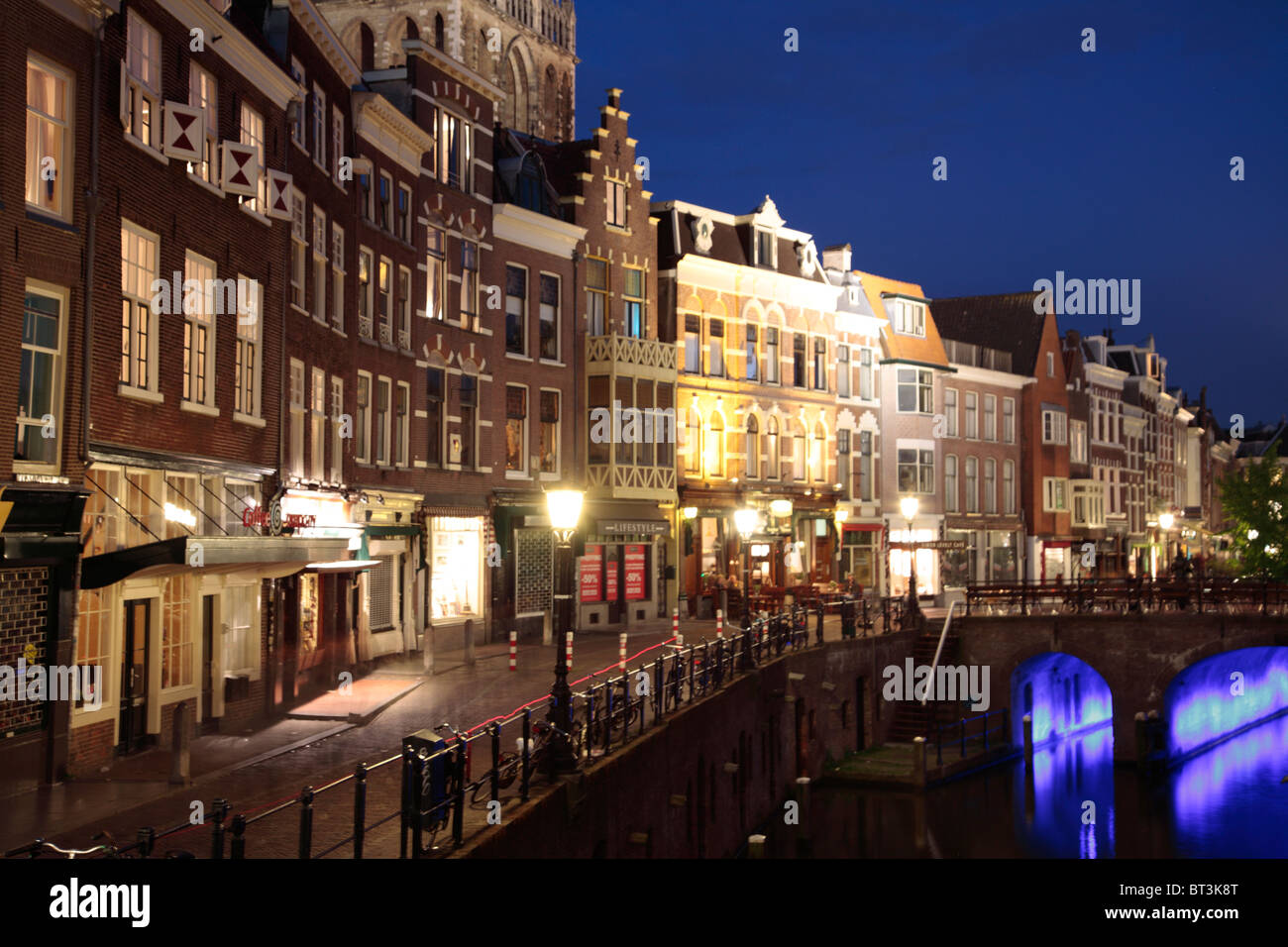 Oudegracht at Night Stock Photo - Alamy