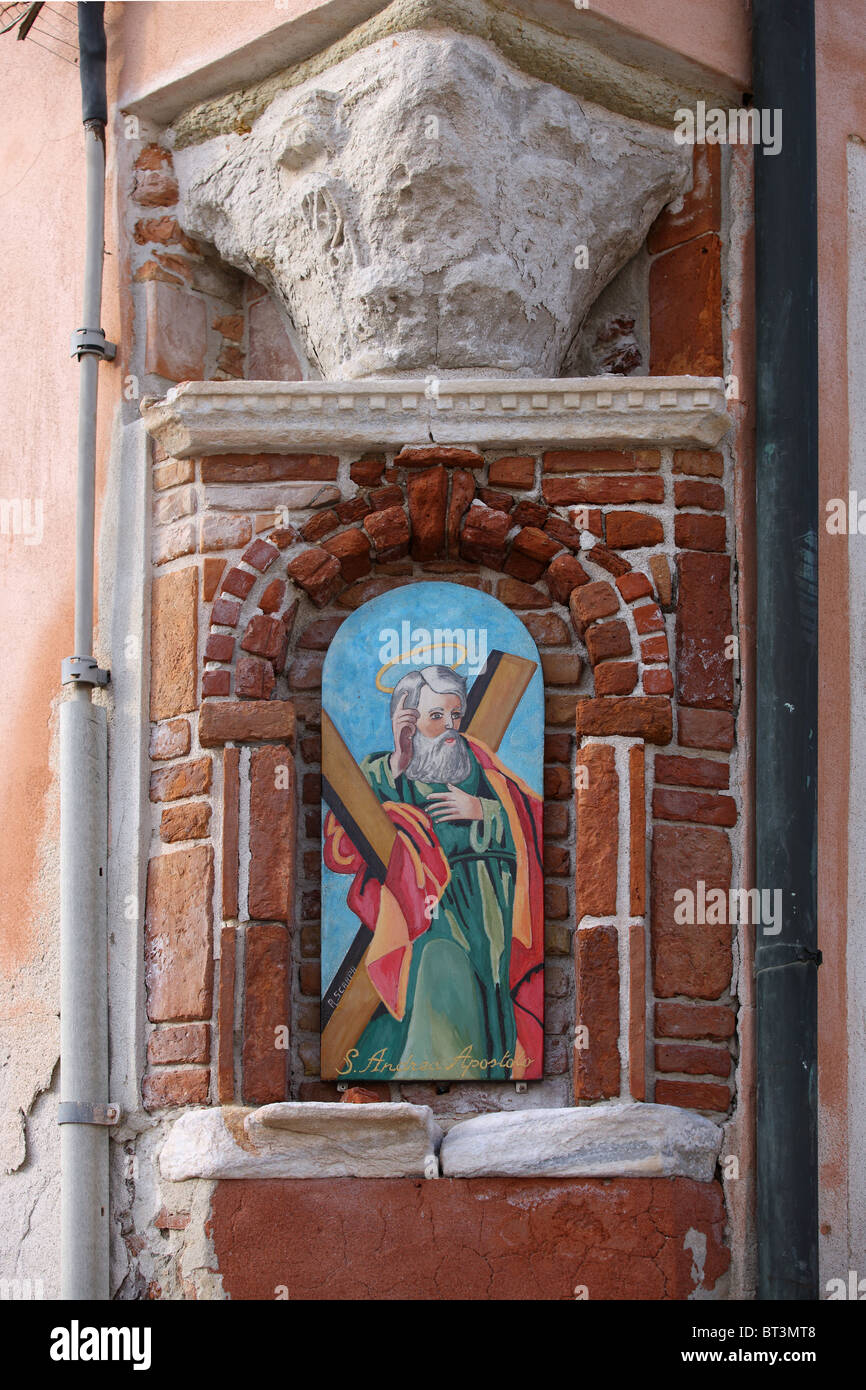Chioggia, Vena canal, painting of St. Andrew, Lagoon, Venice, Italy ...