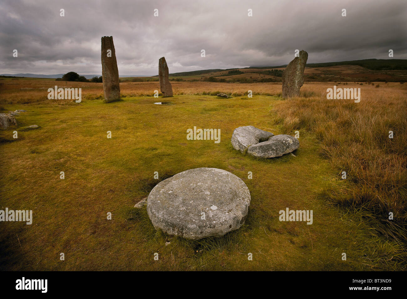 The remains of the Machrie Moor 2 standing stone circle on Machrie Moor ...