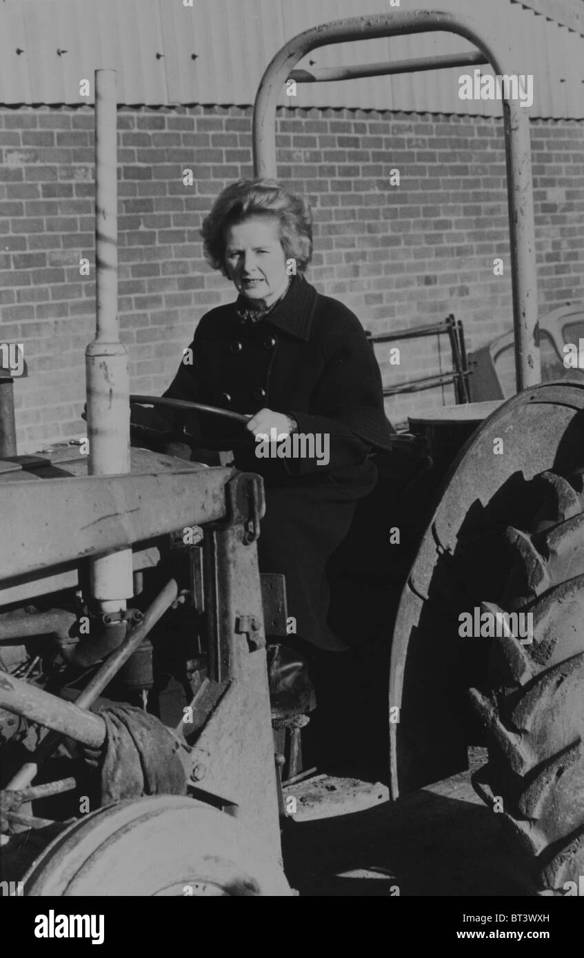Margaret Thatcher driving a tractor on her sister's farm. From the ...