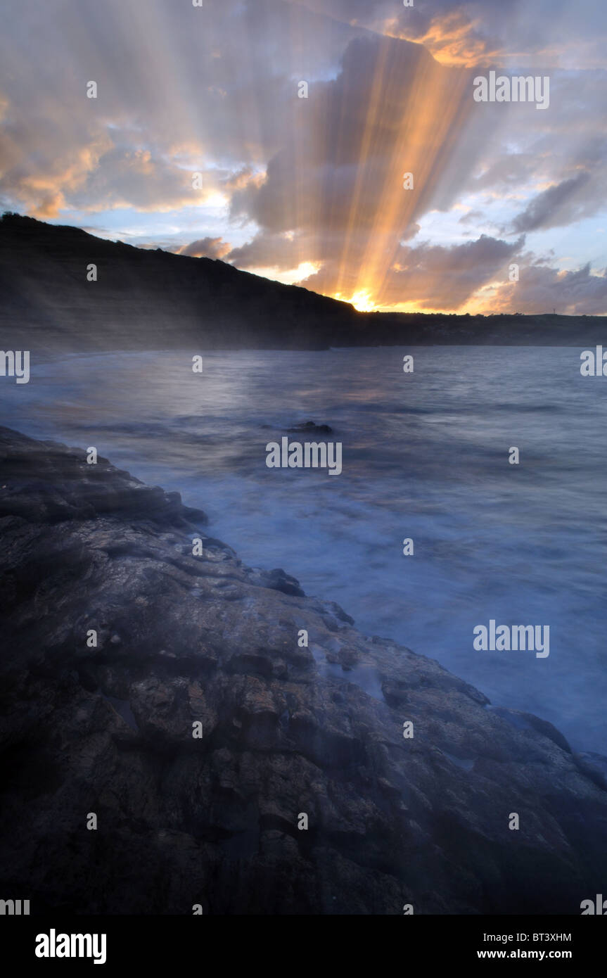 Zoomed image of rock and surf, Tresaith beach, Aberporth, Ceredigion ...