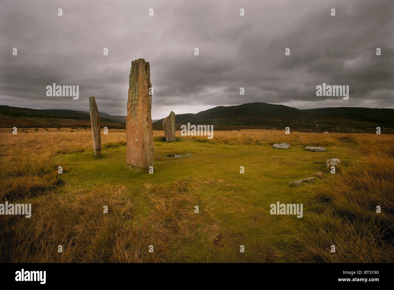 The remains of the Machrie Moor 2 standing stone circle on Machrie Moor ...