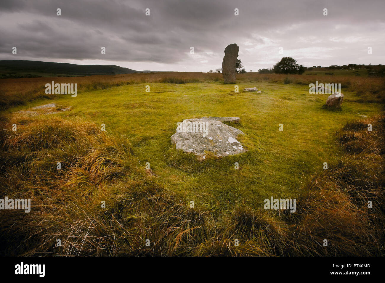 The remains of the Machrie Moor 3 standing stone circle on Machrie Moor ...