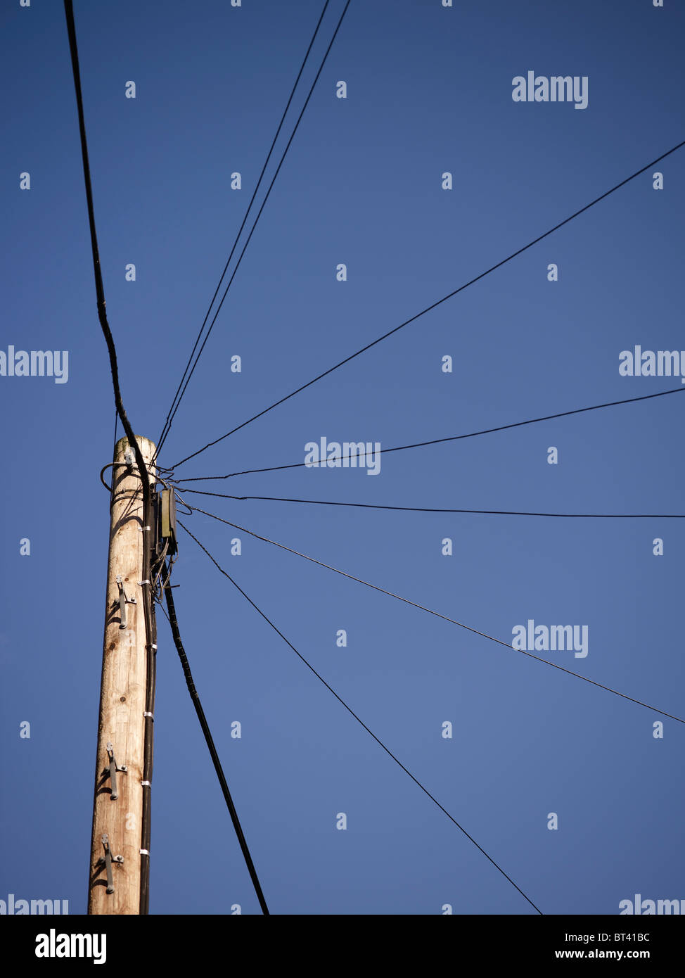 British Telecom telegraph pole used for overhead telephone lines Stock ...