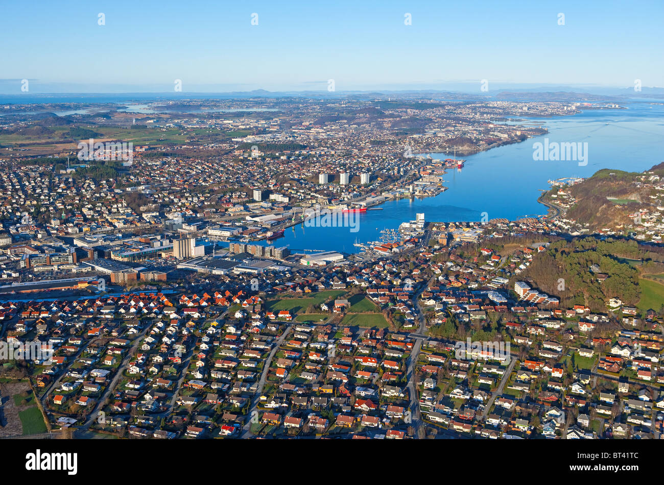 Aerial photo of Sandnes, seen from Austrått. Sandnes, Rogaland, Norway ...