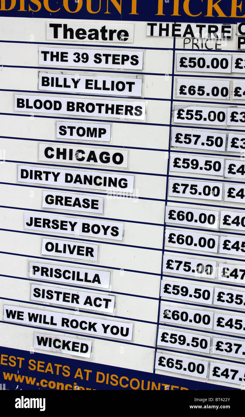 Sign promoting discount theatre tickets, Covent Garden, London, England ...