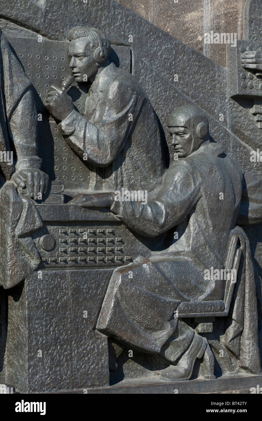 Detail of a relief showing radio operators on the Monument to the ...