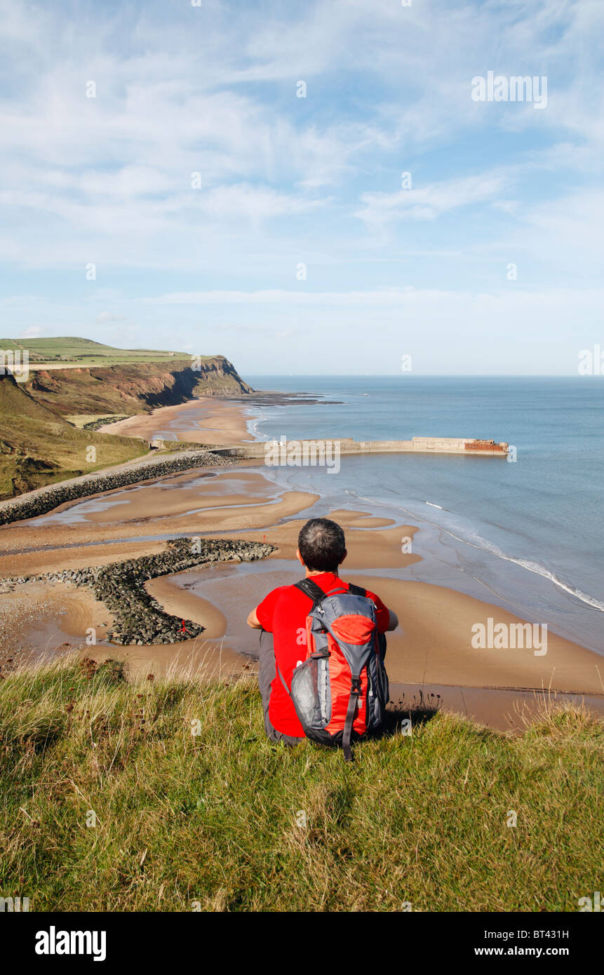 View over Skinningrove beach and Cattersty Sands beach (furthest beyond ...