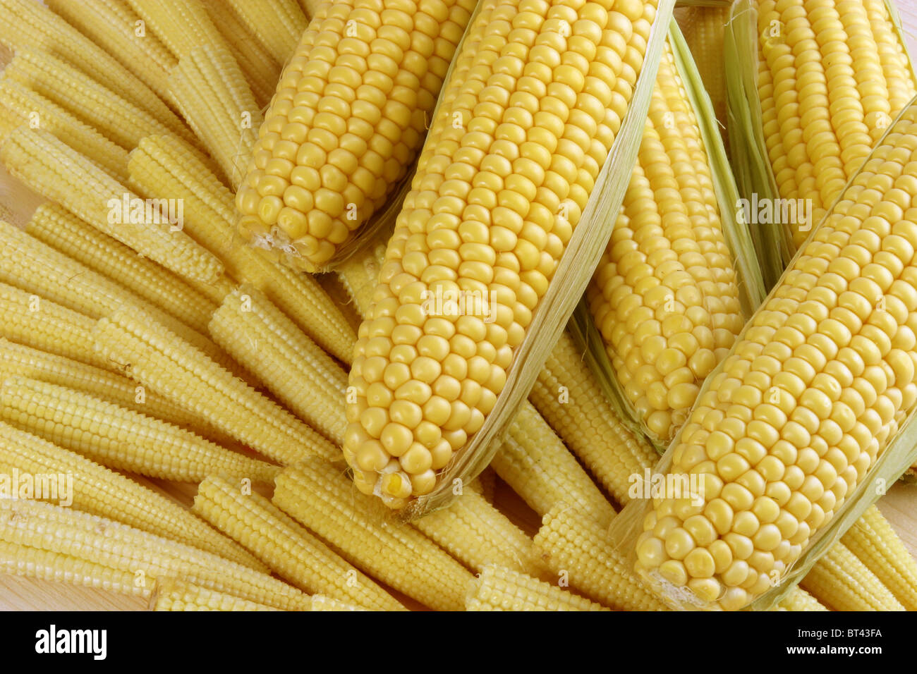 sweetcorn and baby corn Stock Photo - Alamy