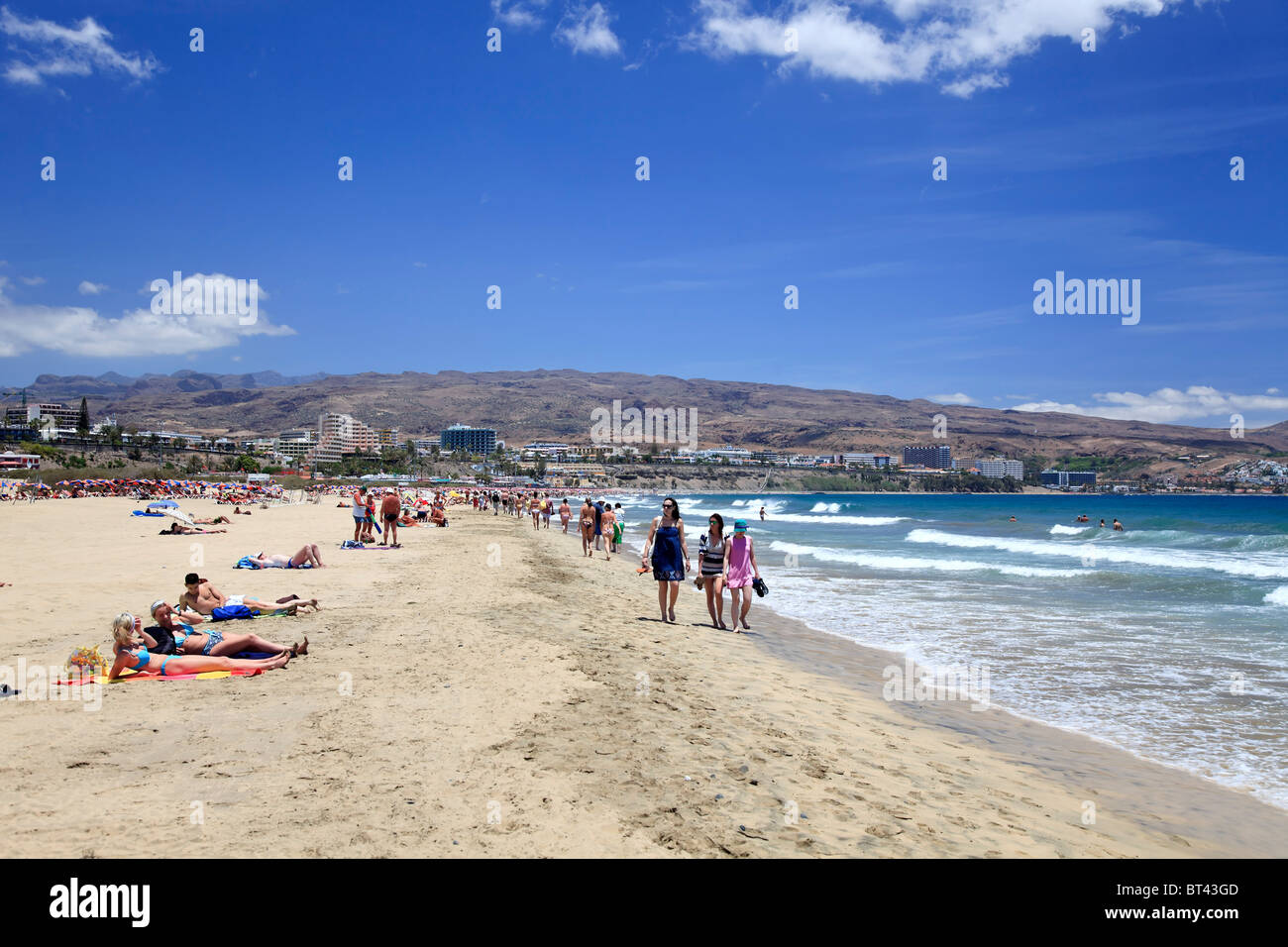 Canary Islands, Gran Canaria, Playa del Ingles Beach Stock Photo - Alamy