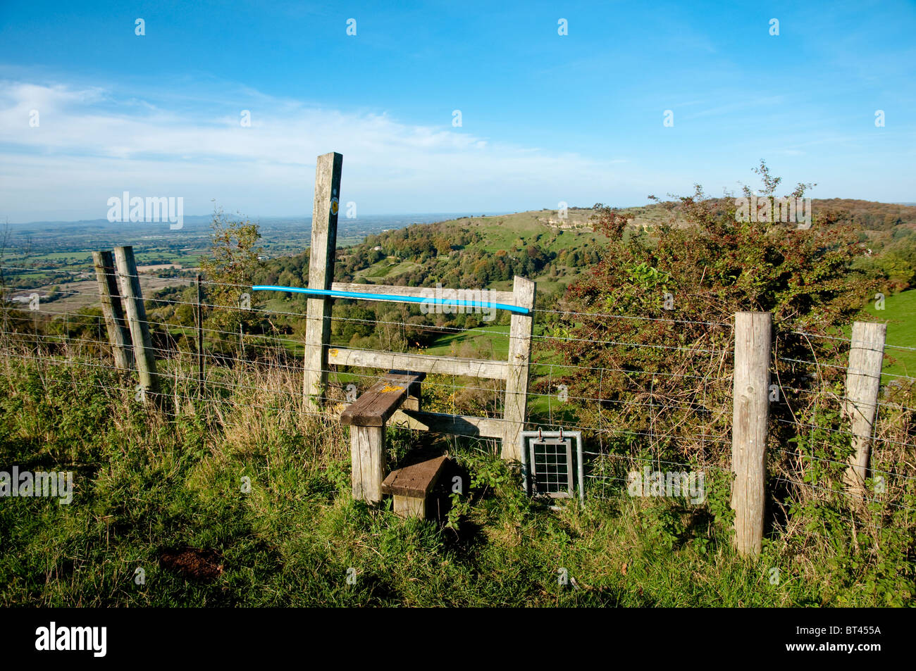 Badger Gate and Stile - Cotswold Way, nr Barrow Wake looking towards ...