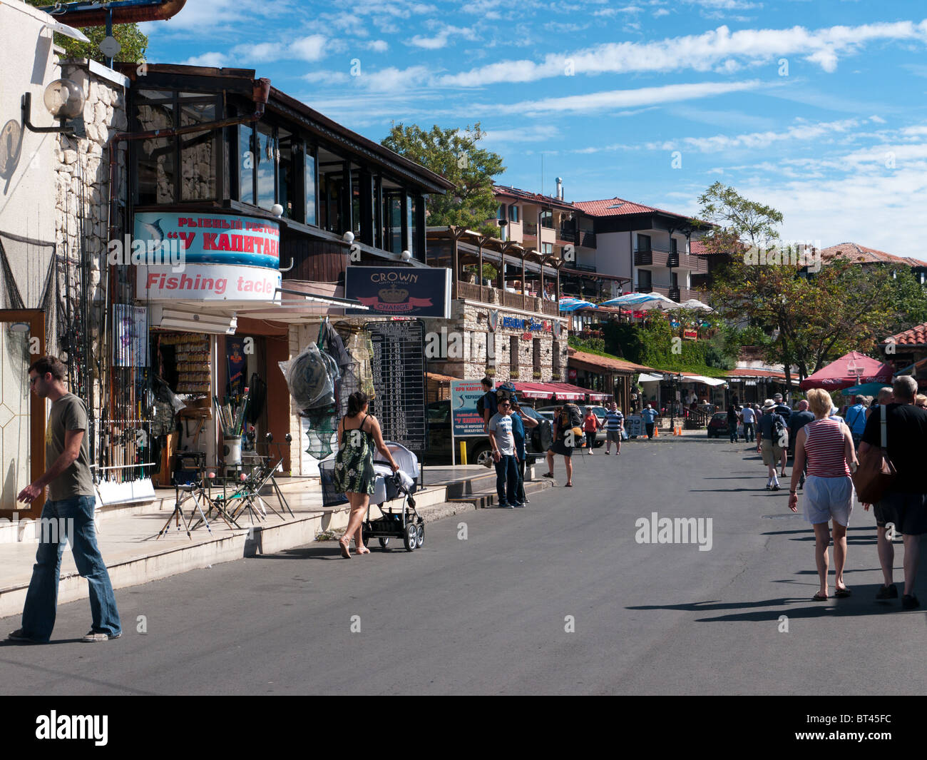 Shops, Boutiques and Restaurants in Nessebar Harbour, Bulgaria Stock ...