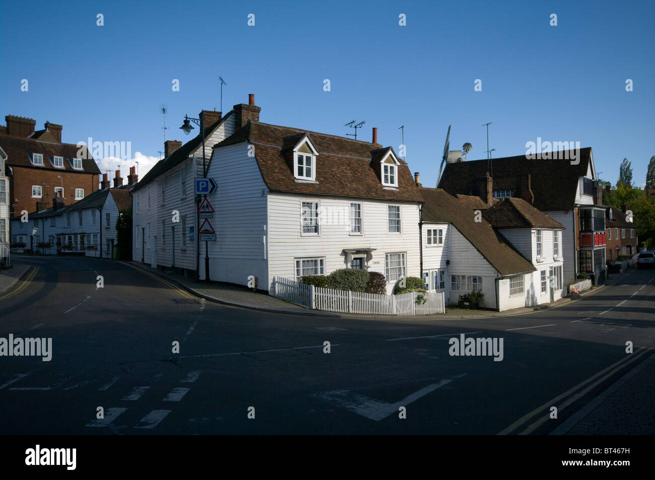 White Weatherboard Houses Cranbrook Kent England Stock Photo - Alamy