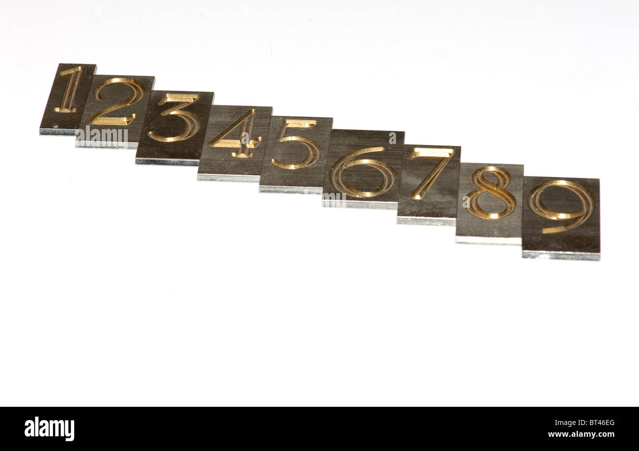 Numbers used for engraving Stock Photo - Alamy