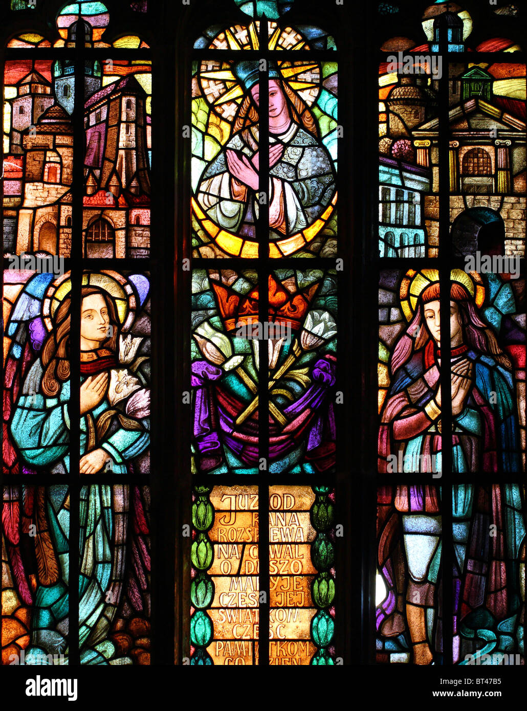 Stained glass Saint John's the Baptist cathedral Wroclaw Poland Stock ...