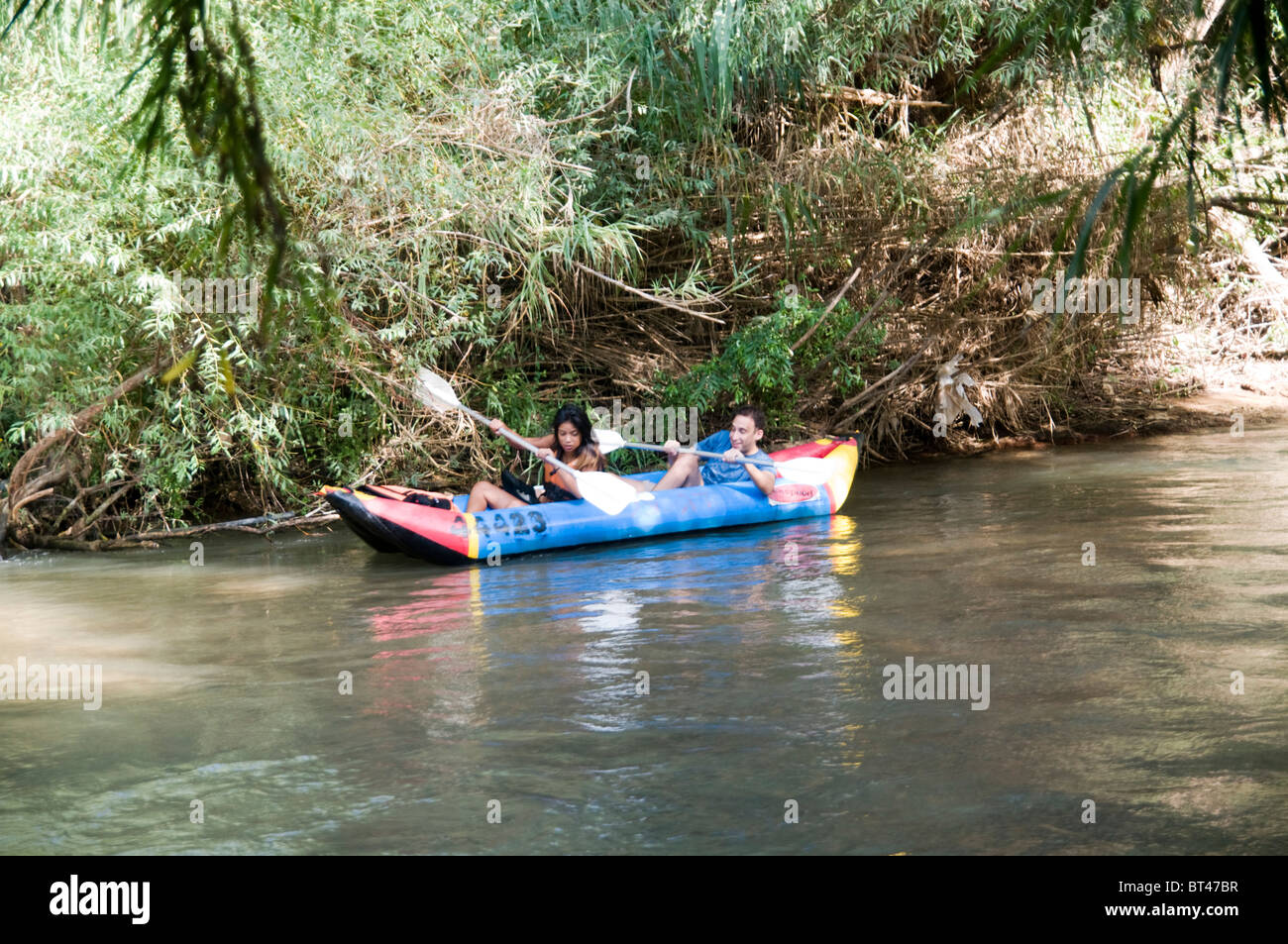 Israel, Upper Galilee, Hazbani River (AKA Snir River) a tributary of ...