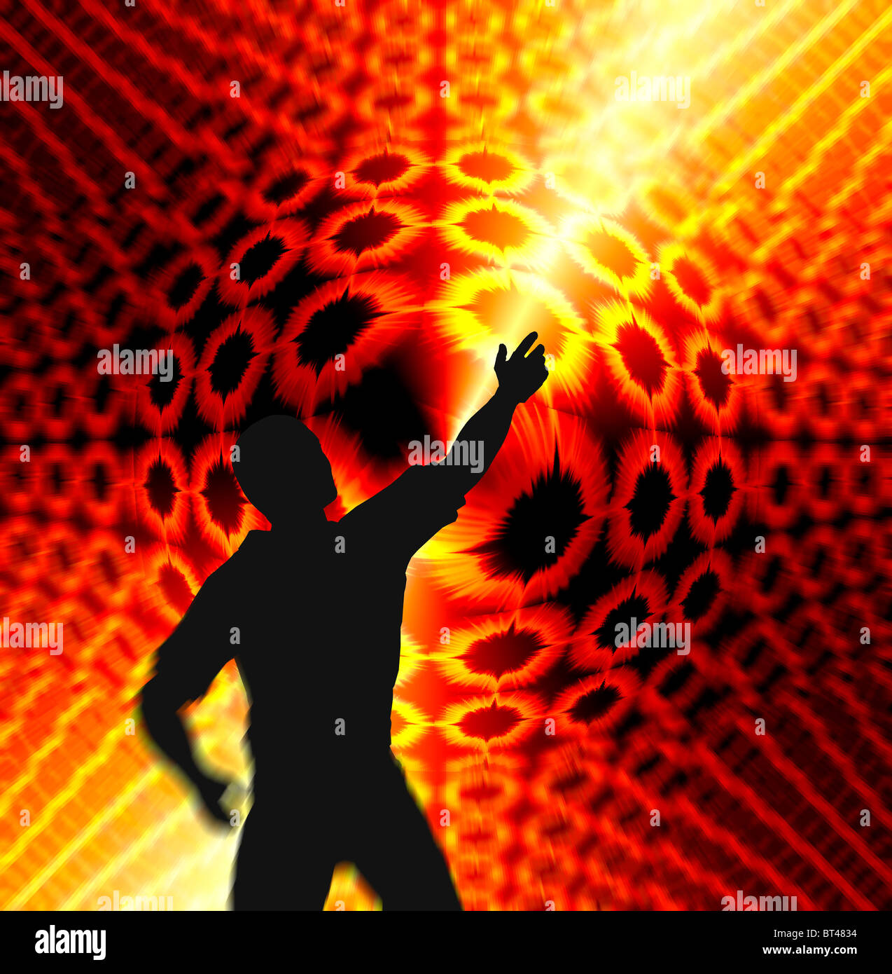 silhouette of man dancing at Rave concert Stock Photo - Alamy