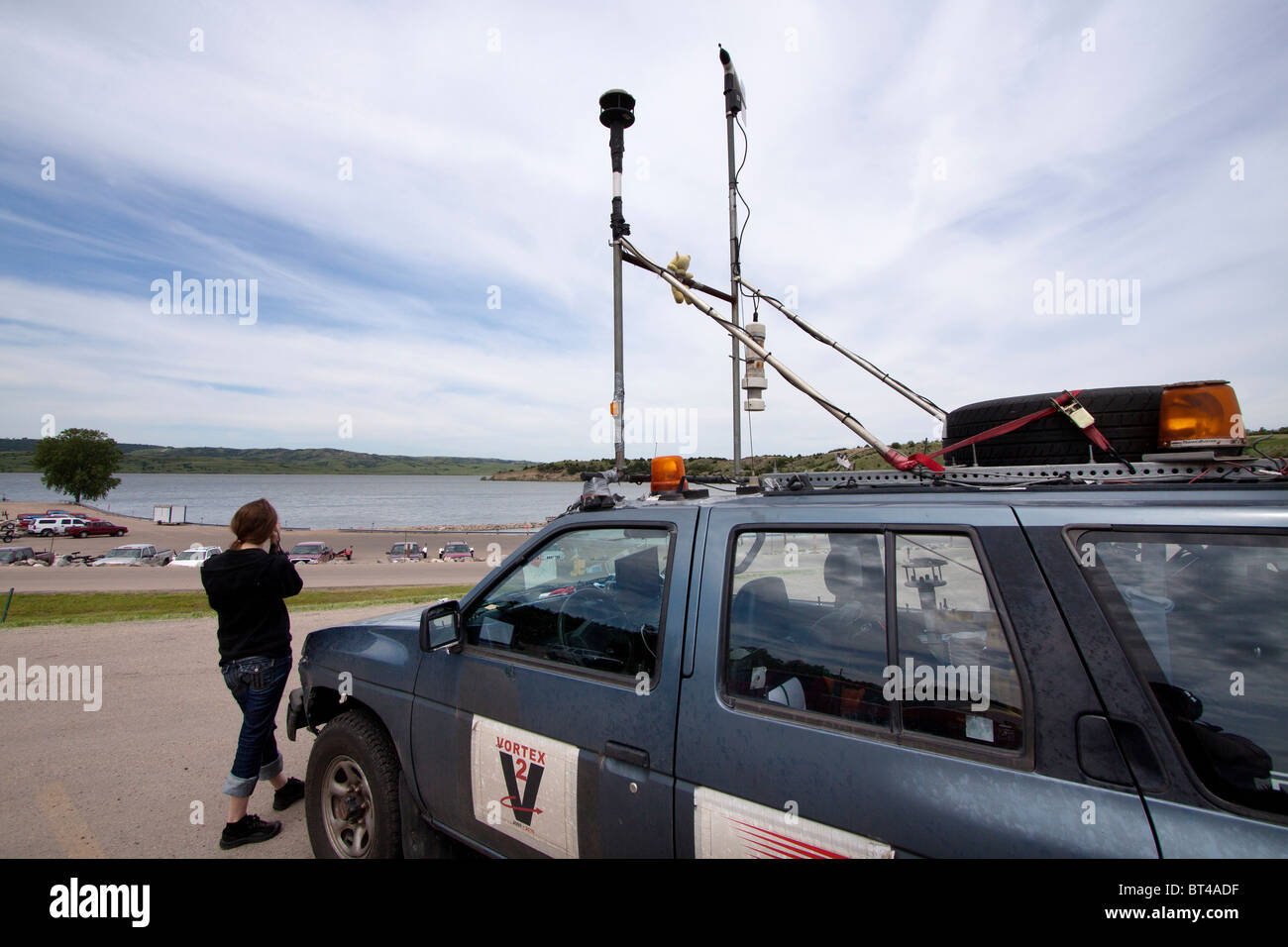 A storm chaser with Project Vortex 2 parked by Snake Creek Recreation ...