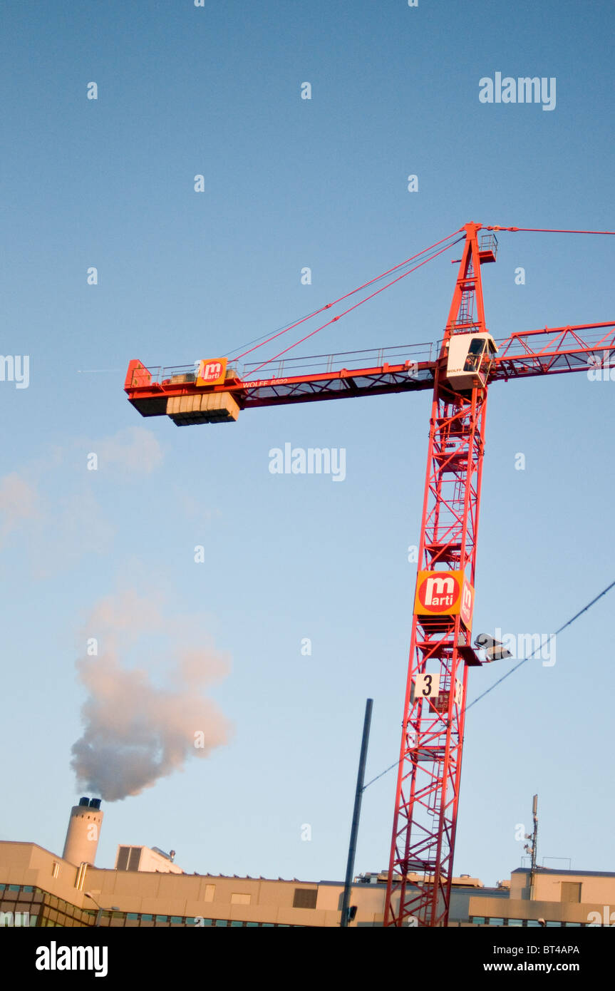 a red construction crane Stock Photo - Alamy