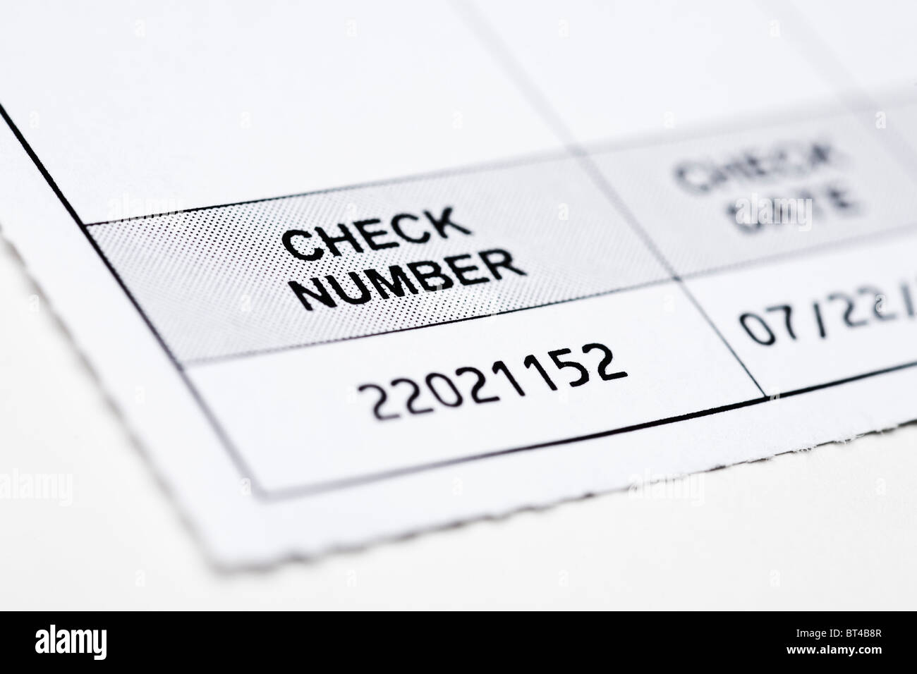Payment Check Stub Stock Photo - Alamy