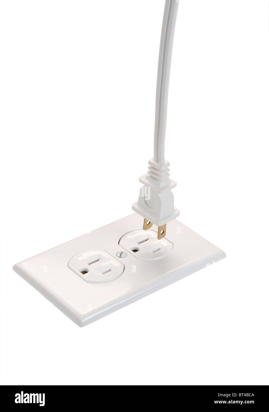 White electric plugs and outlet Stock Photo - Alamy