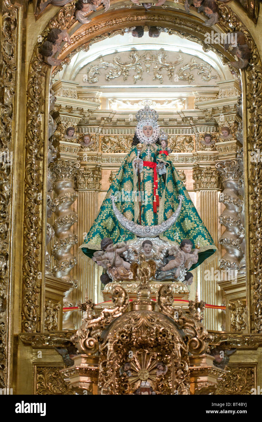 Interior of La Fuensanta sanctuary showing the seated Virgin of la ...