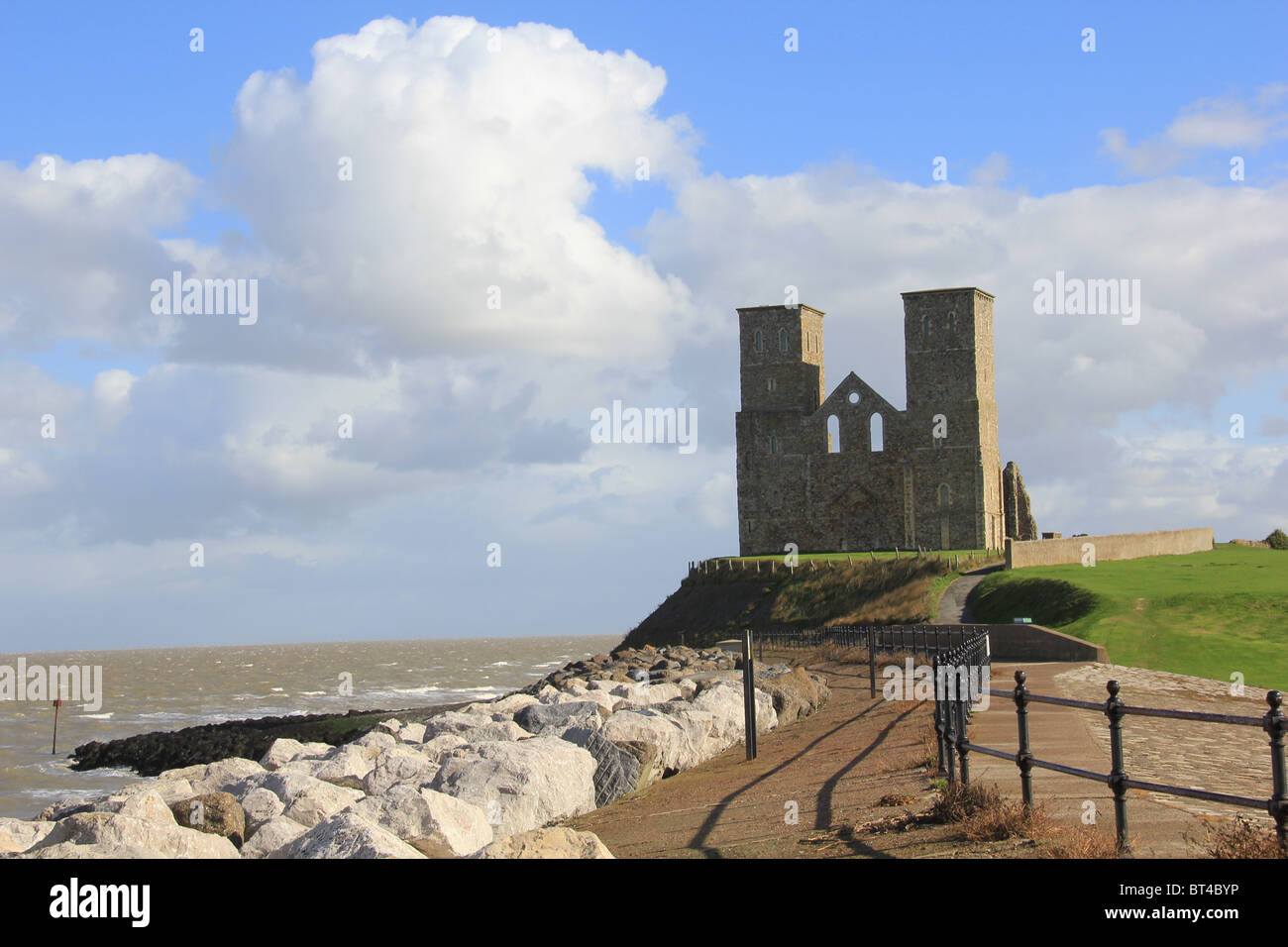 Reculver Tower and Roman Fort by the Sea Stock Photo - Alamy