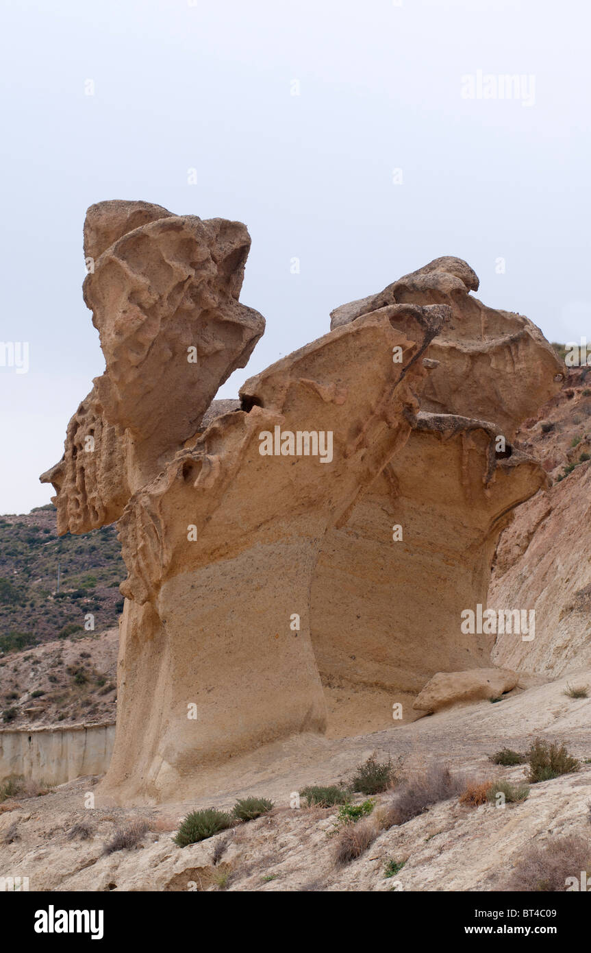 The wind eroded rocks of Bolnuevo where the elements have managed to ...