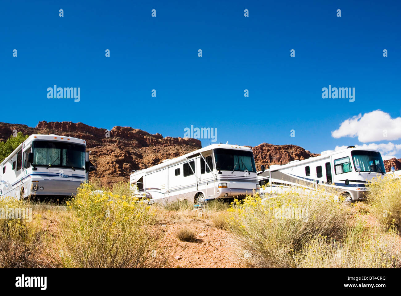 recreational vehicles in a campground in the southwest Stock Photo - Alamy