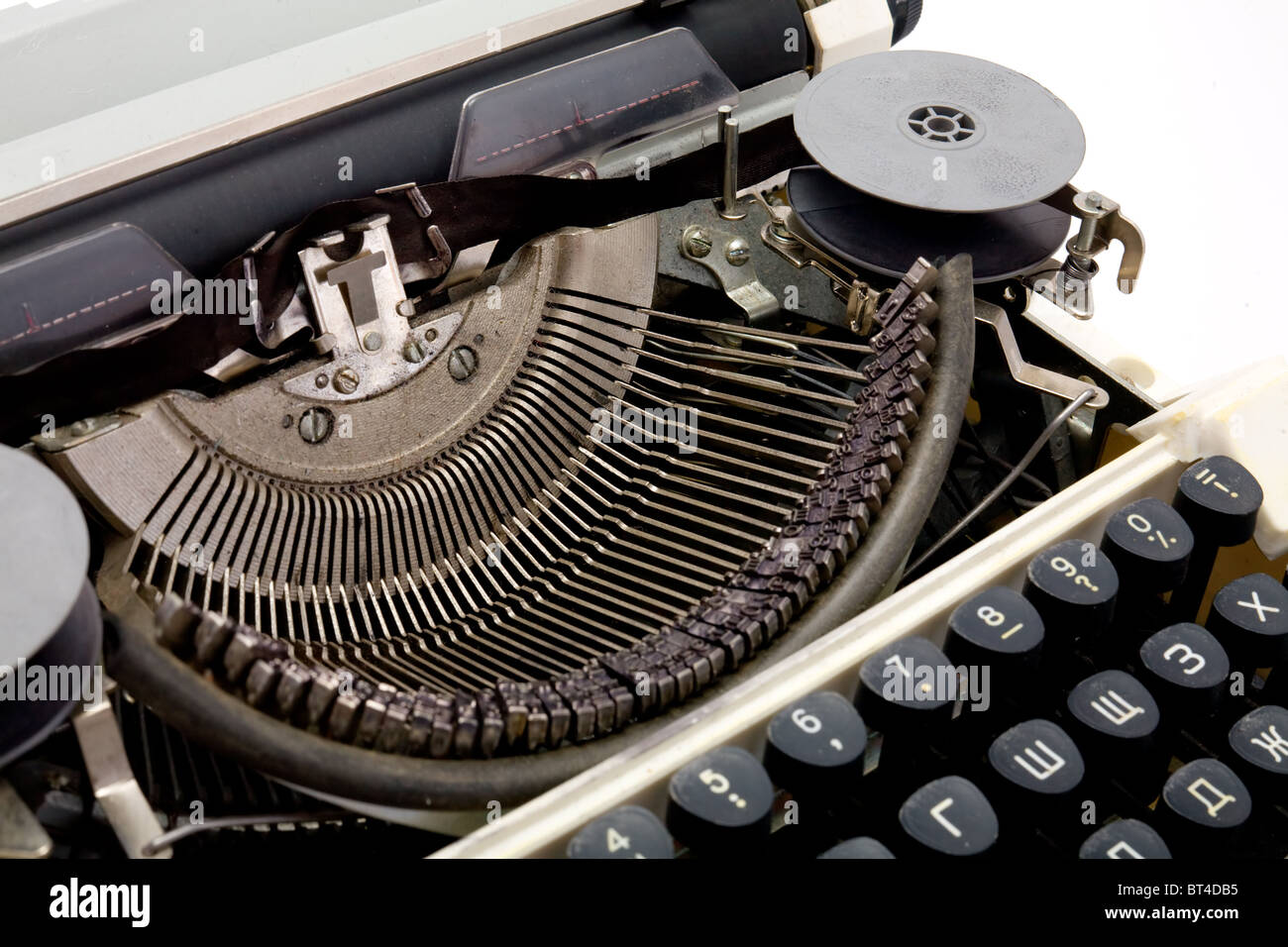 The alphabet of a typewriter close up on a white background Stock Photo ...