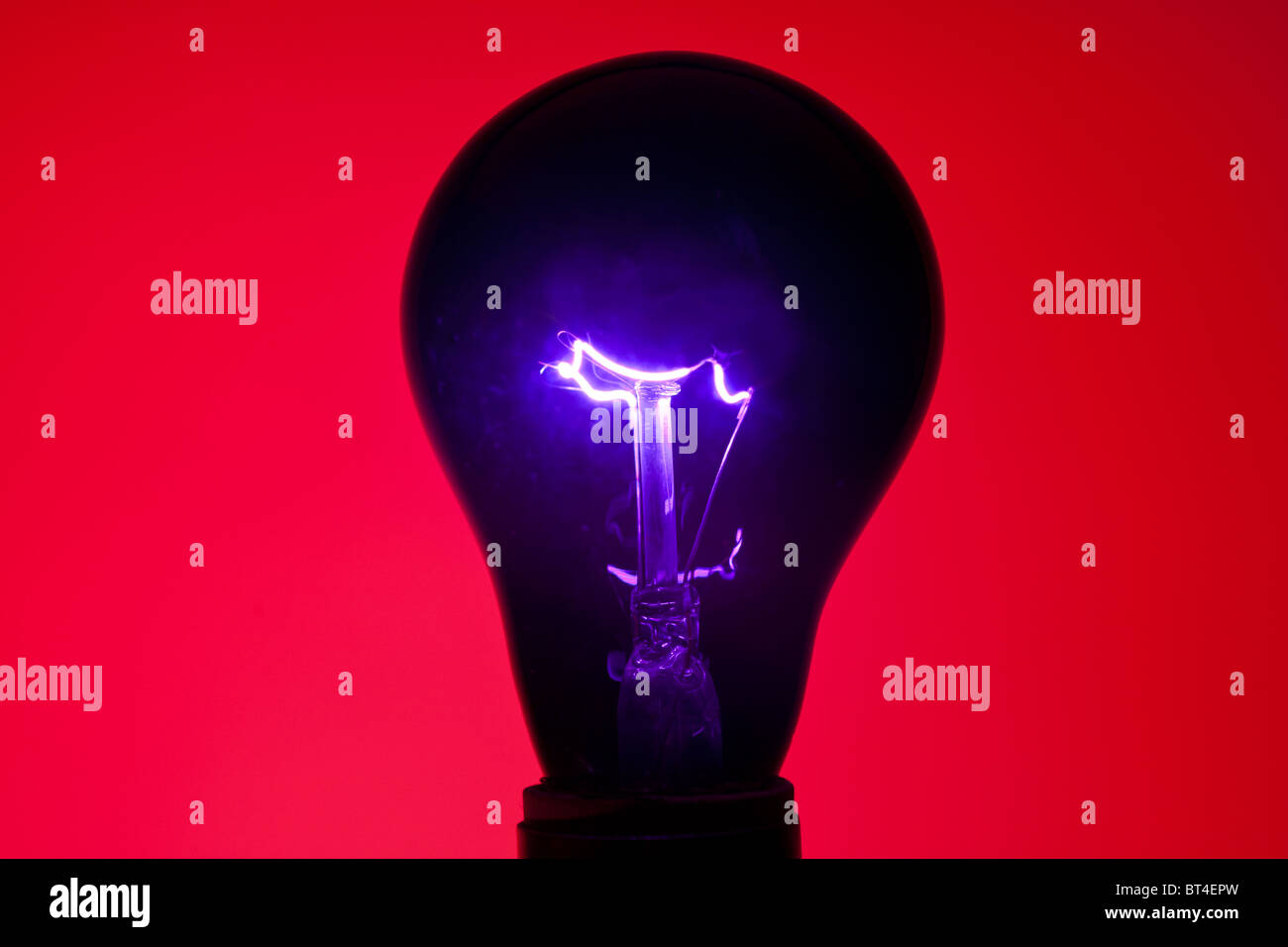 Colorful Purple Light Bulb on Red Background Stock Photo - Alamy
