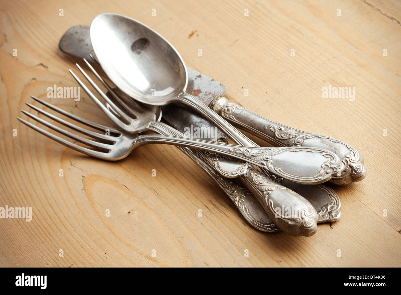 Silver vintage cutlery hi-res stock photography and images - Alamy