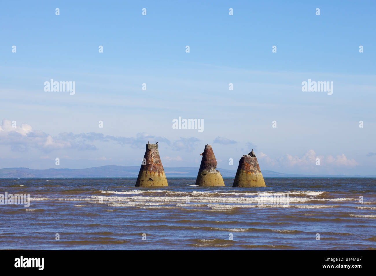 Concrete target base on Luce Sands, Dumfries & Galloway, Scotland Stock ...
