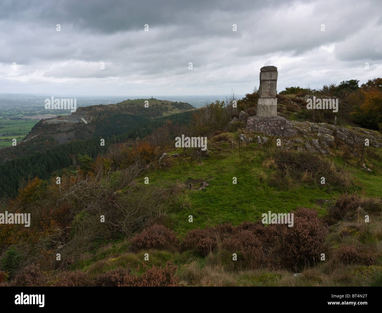 A monument on Moel y Golfa in the Breidden Hills, Powys, mid-Wales ...