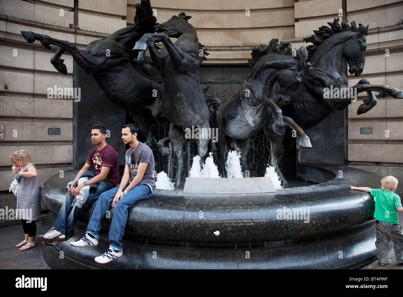 The Horses of Helios statue and fountain in Piccadilly in central ...