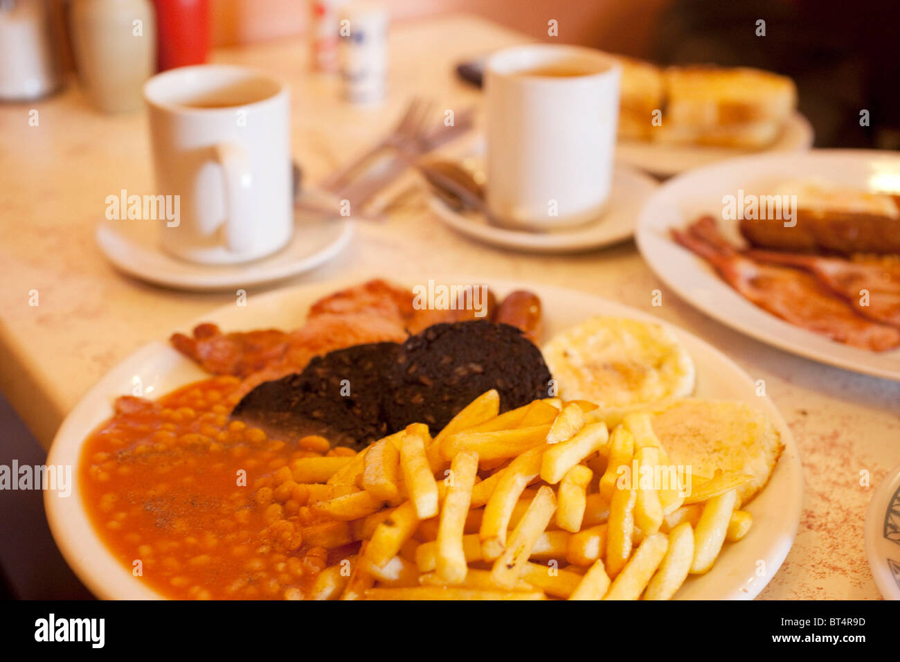 Very large breakfast in a 'greasy spoon' cafe. Almost a traditional ...
