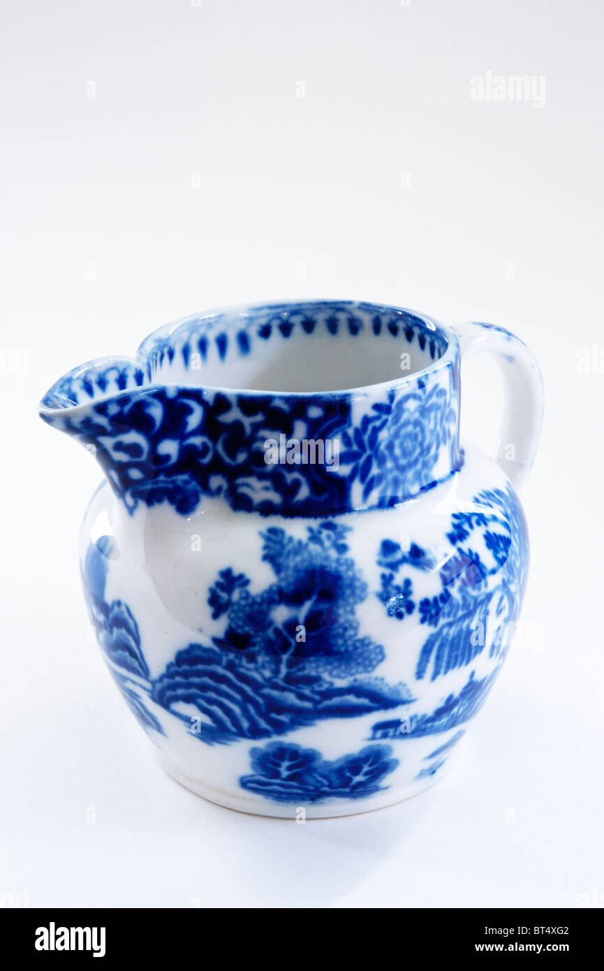 Blue and white cream jug, antique, marked ming Stock Photo - Alamy