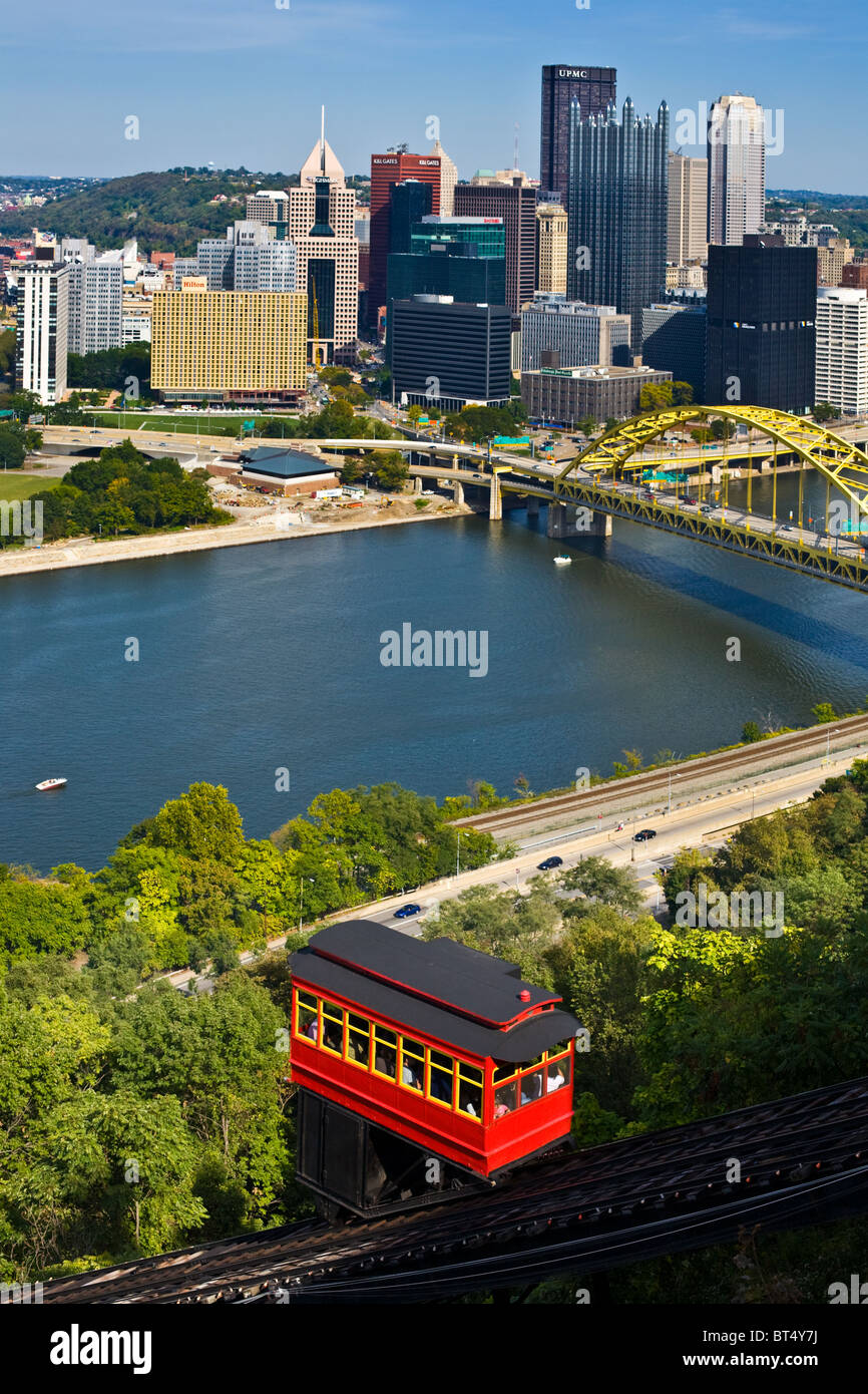 Duquesne Incline Pittsburgh skyline Stock Photo - Alamy