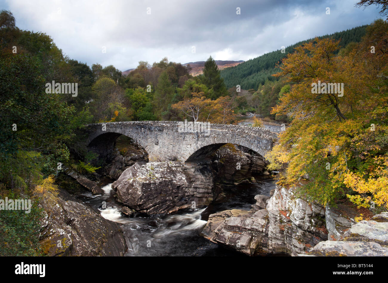 The Falls and Old Invermoriston Bridge On An Autumns Day Stock Photo ...