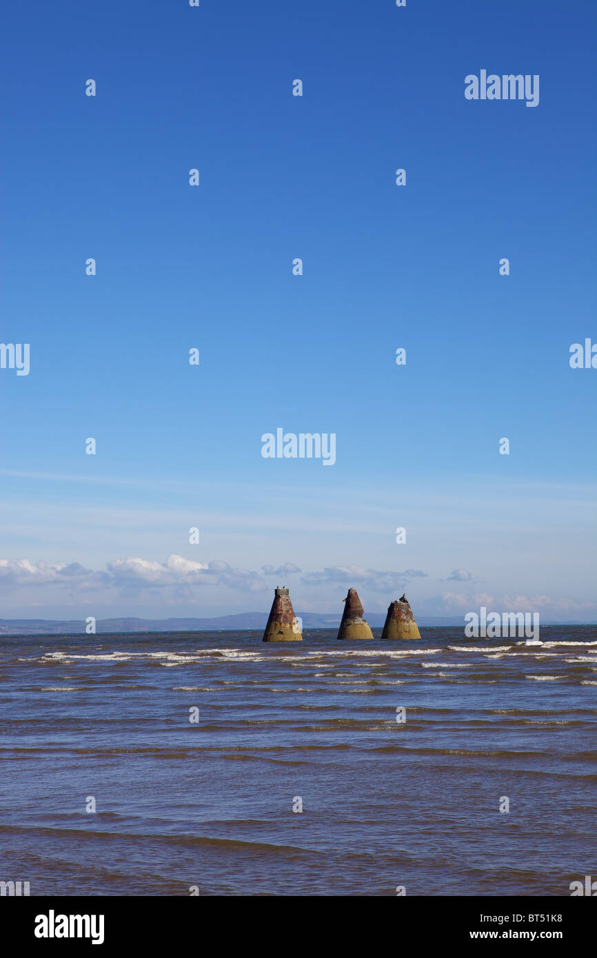 Concrete target base on Luce Sands, Dumfries & Galloway, Scotland Stock ...